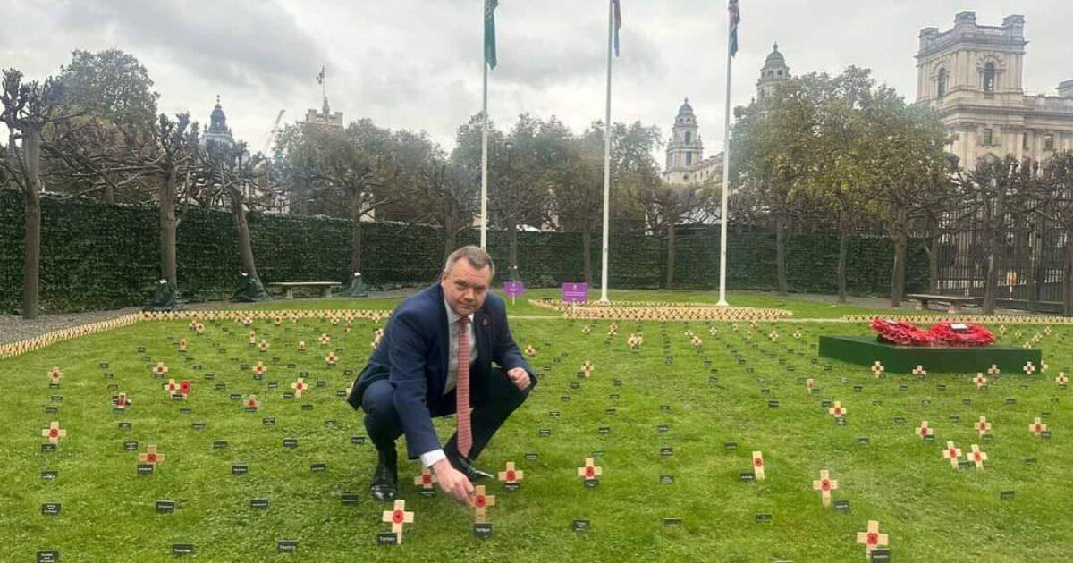 Nick Thomas-Symonds MP plants Remembrance Cross on behalf of the people ...